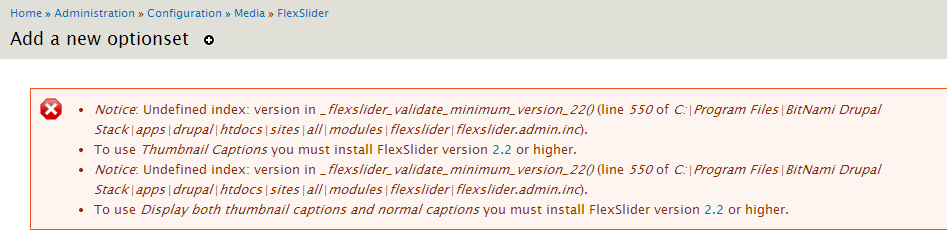 Error: "must install FlexSlider version 2.2 or higher" when 2.2 is installed [#2118891] | Drupal.org