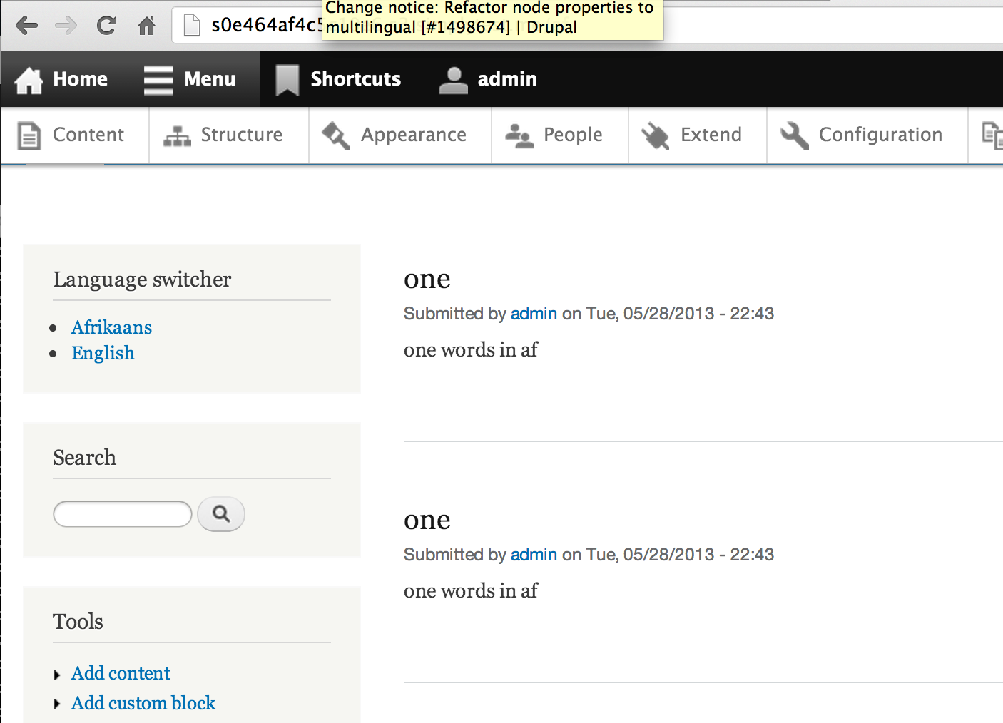 Views rendering ignores entity language, eg: Identical nodes rendered in views when nodes have ...