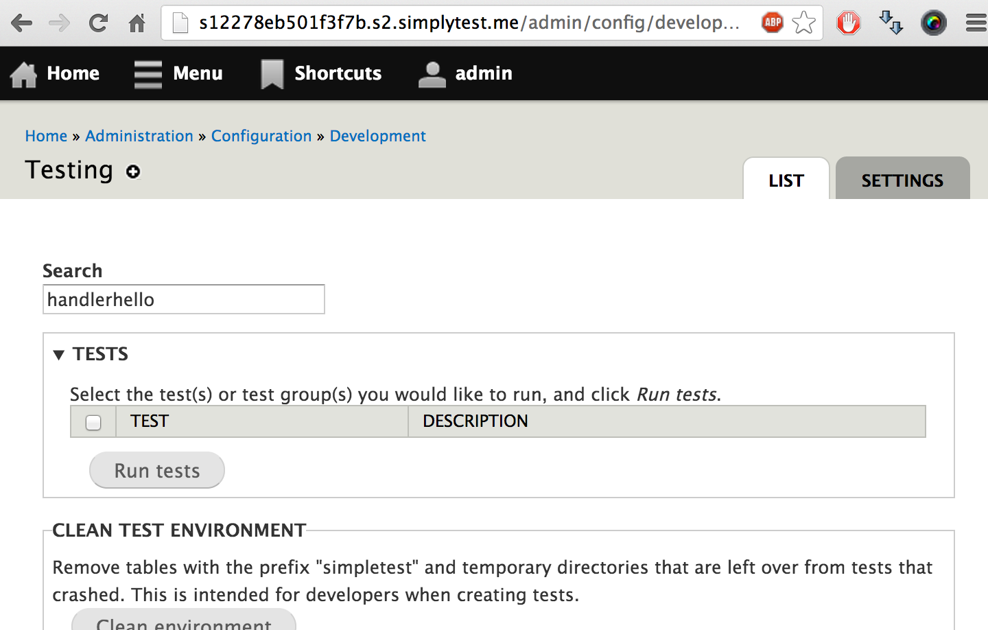hide the table header when empty search on the test overview page ...