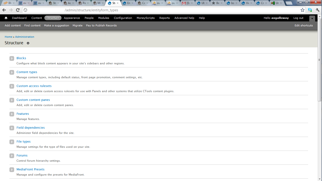 No menu link for Entityform Types in Admin -> Structure page [#1695080] | Drupal.org