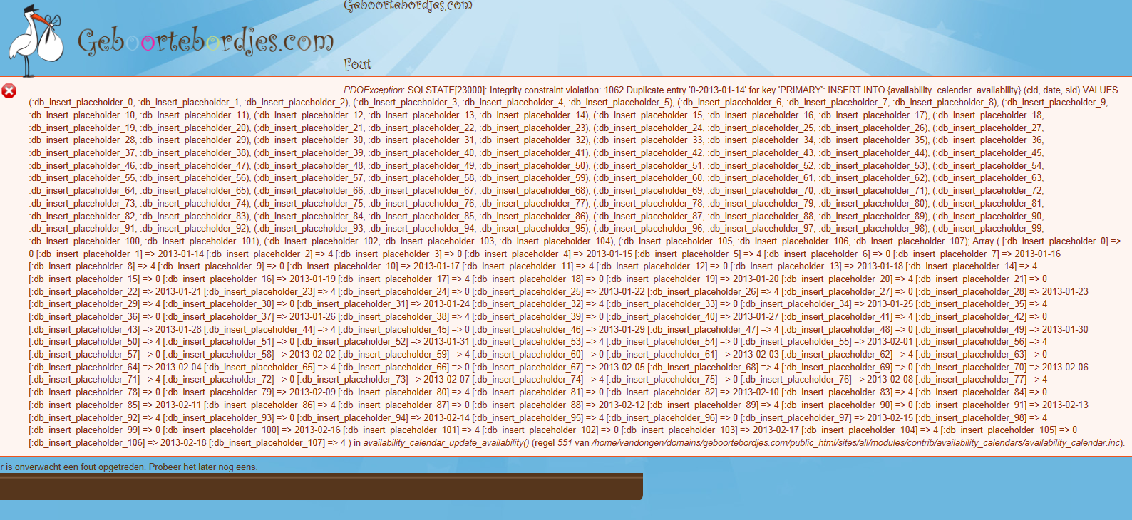 Integrity constraint violation when using the calendar [#1888984] | Drupal.org