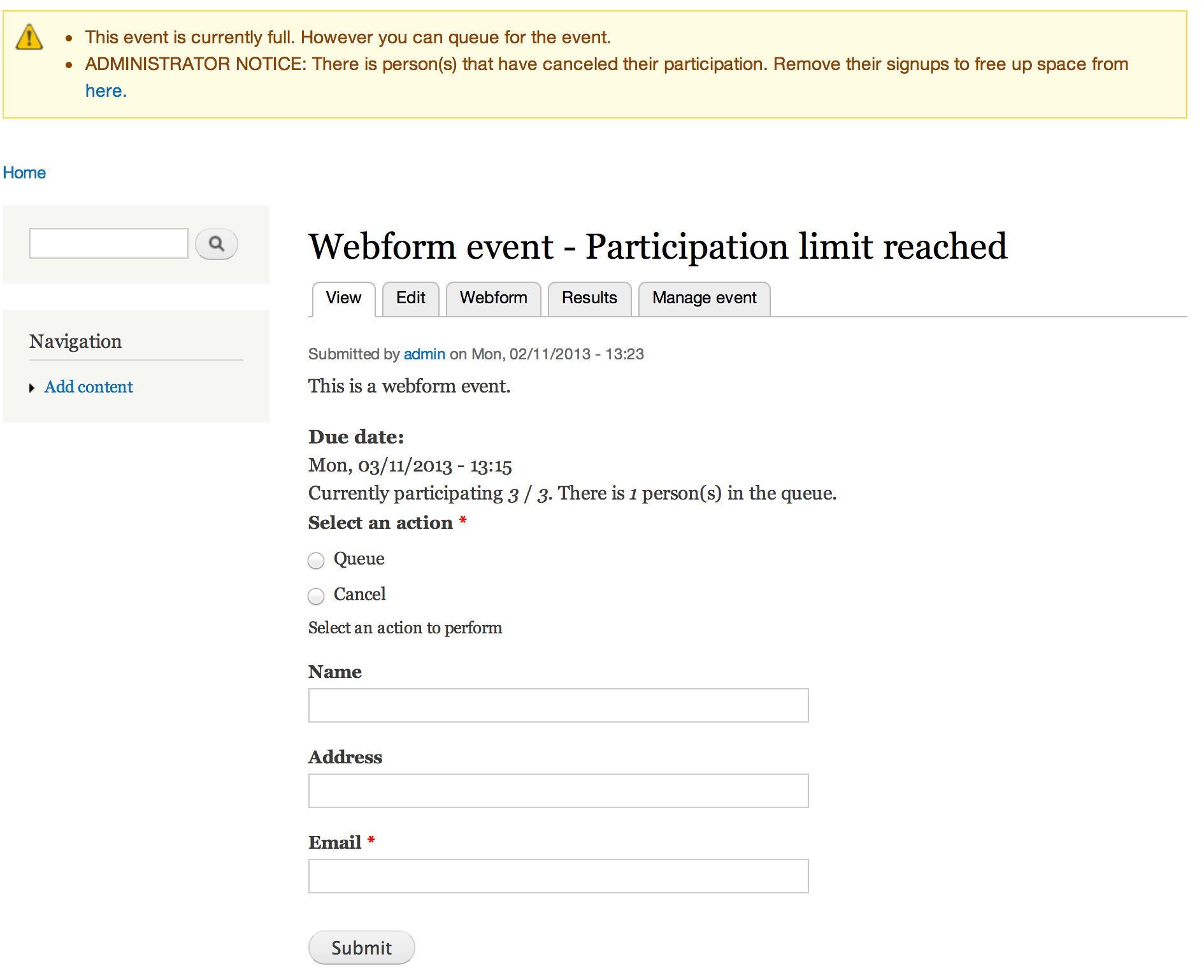 [D7] Webform event [#1914096] | Drupal.org