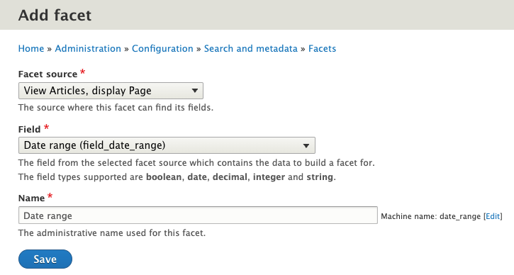 Configuration | Facets Date Range Picker | Drupal Wiki guide on Drupal.org Configuration | Facets Date Range Picker | Drupal Wiki guide on Drupal.org