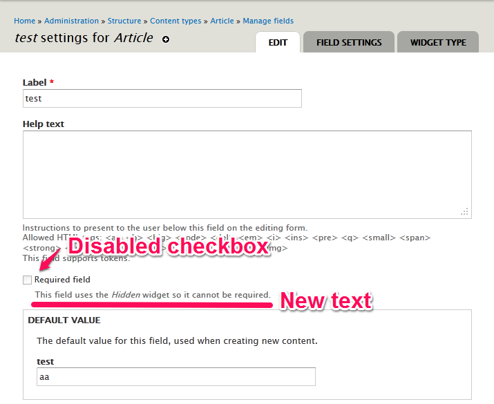 Provide a 'Hidden' field widget [#1465774] | Drupal.org