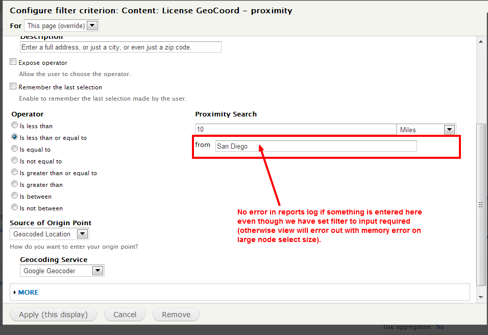 Geofield Proximity with Geocoder Filter gets Reports Log Error for NO RESULTS on initial search ...