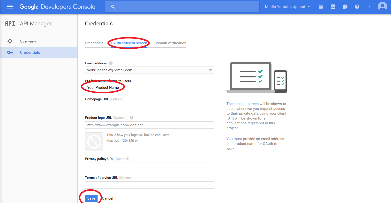 Google application registration | Drupal 7 guide on Drupal.org