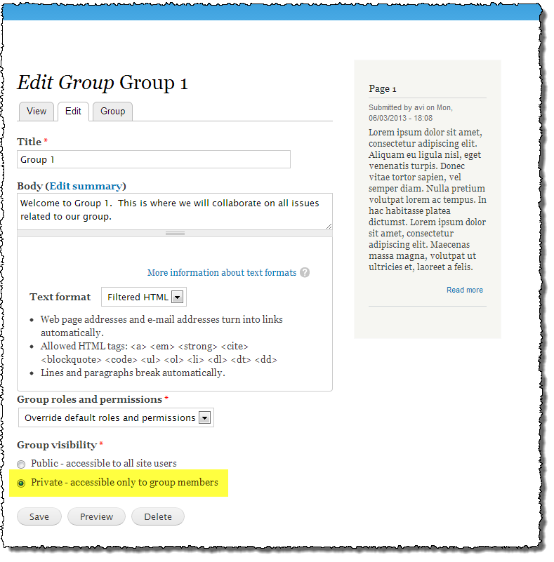 Group Access | Management | Drupal Wiki guide on Drupal.org