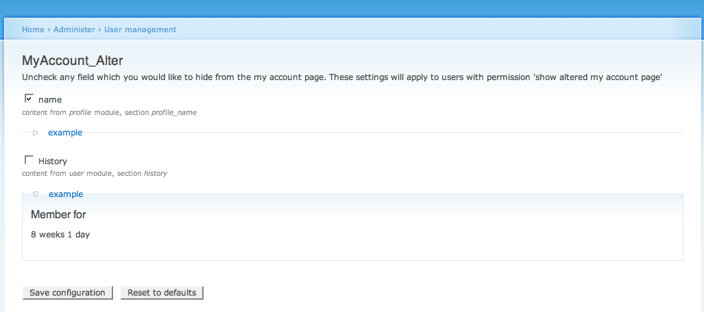 MyAccount_alter | Drupal.org