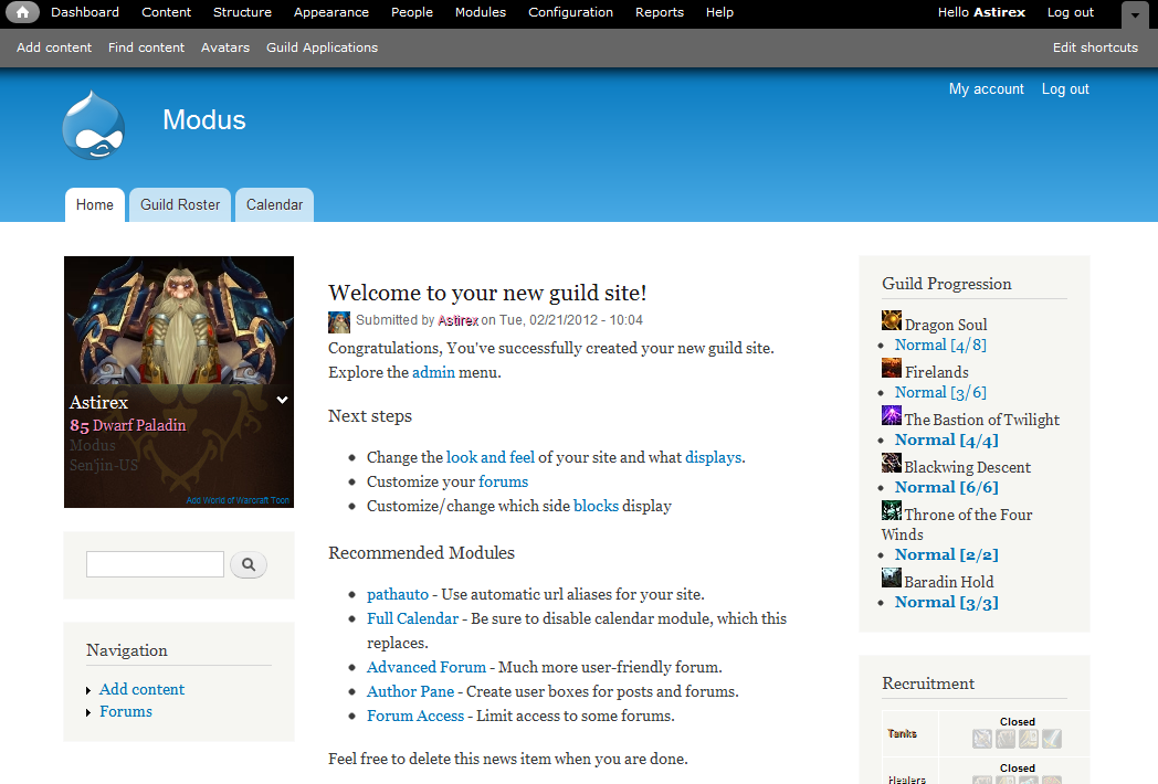 World of Warcraft Guild Install Profile | Drupal.org World of Warcraft Guild Install Profile | Drupal.org