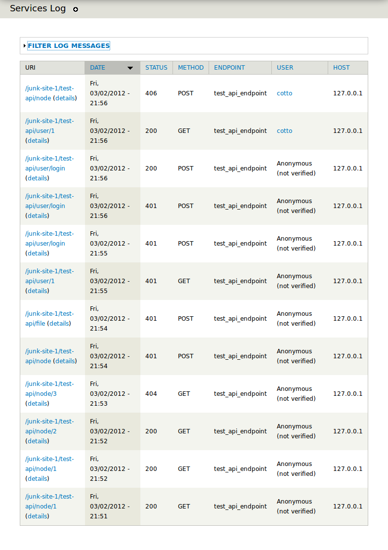 Services Log | Drupal.org
