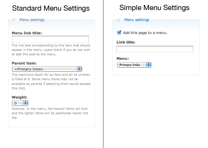 Simple Menu Settings | Drupal.org