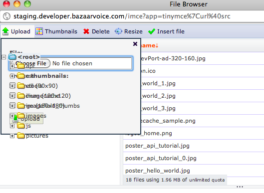 Upload does not popup, causing garbage in File Browser display [#1463424] | Drupal.org