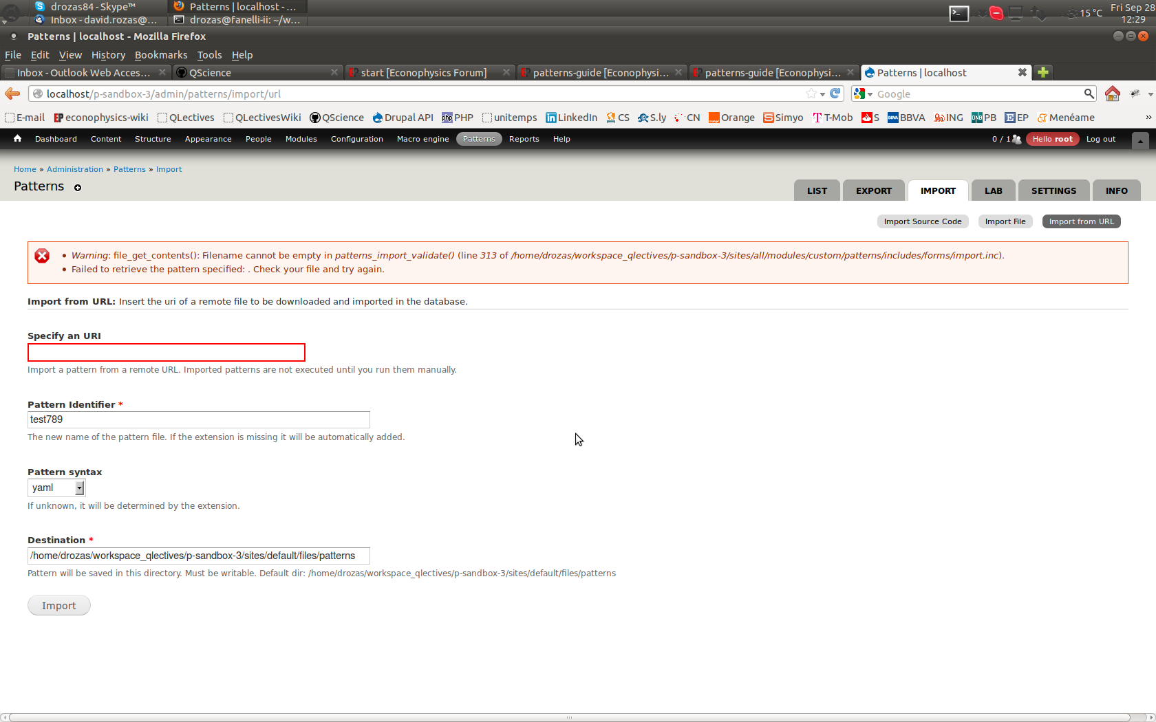 URI field in the Import from URL form should be mandatory [#1826922] | Drupal.org