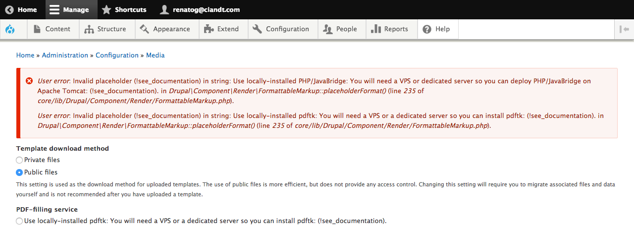User error: Invalid placeholder (!see_documentation) in string [#2855465] | Drupal.org