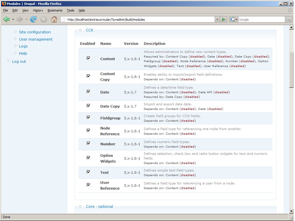GHOP #106: Create a recipe for an extracurricular activities web site. [#201027] | Drupal.org