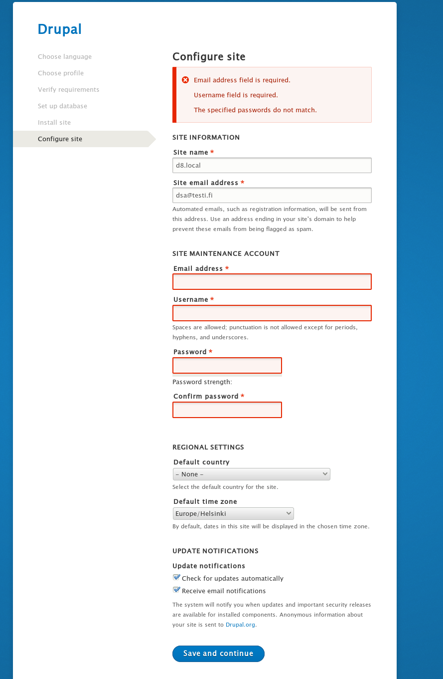 On configure site form fieldsets should have small padding [#2297889] | Drupal.org