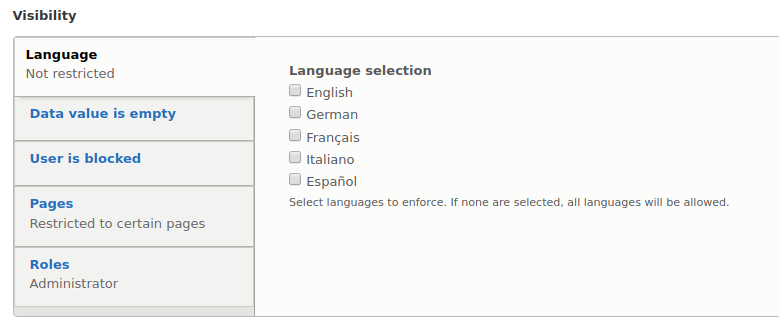 Block visibility setting tab for Content types not showing anymore ...
