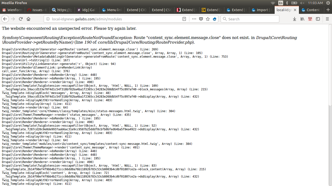Error enabling the module - Router not found [#2958020] | Drupal.org