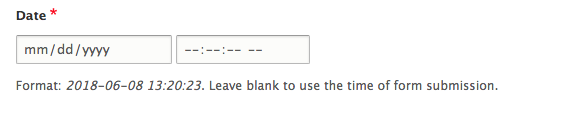 Timestamp field widget - "Leave blank to use the time of form ...