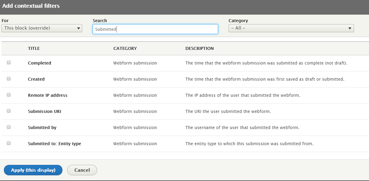 Contextual Filter using Webform Submission field data [#2898000] | Drupal.org