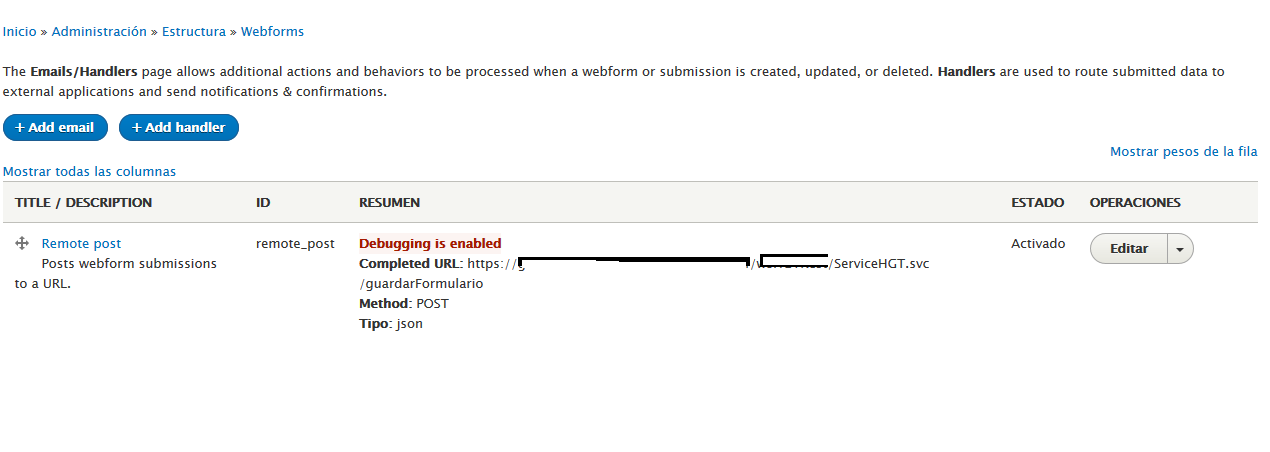 Remote post handler config parameters [#2982059] | Drupal.org