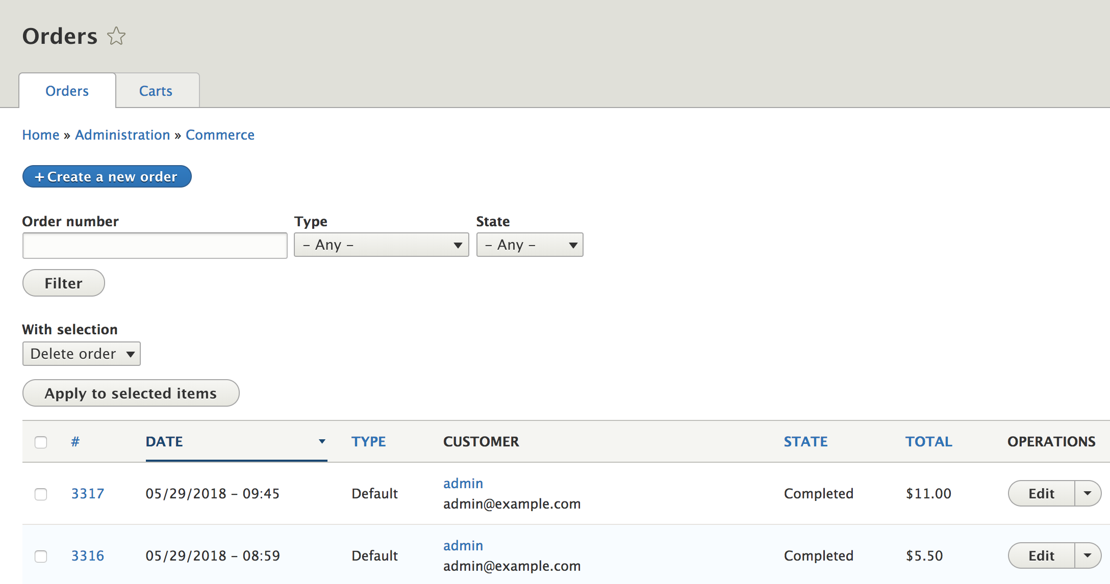 Add ability to filter orders similar to filtering content [#3004158] | Drupal.org