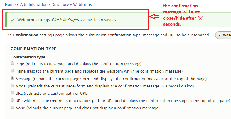 Auto-close the confirmation message with a timer [#3023022] | Drupal.org