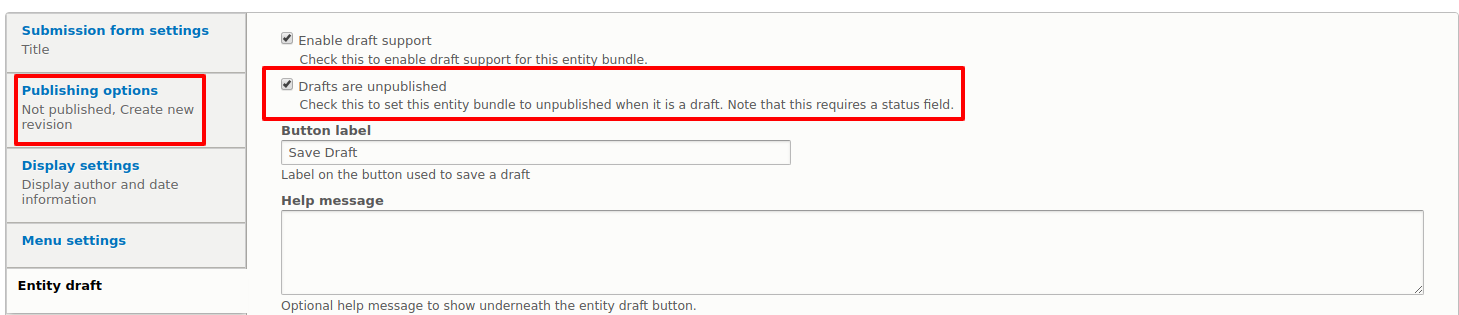 Content is published even if the Drafts are unpublished checkbox is checked [#3034716] | Drupal.org