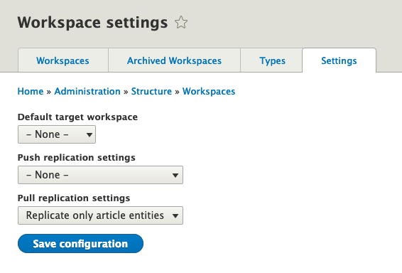 Default settings for adding workspace [#3028296] | Drupal.org
