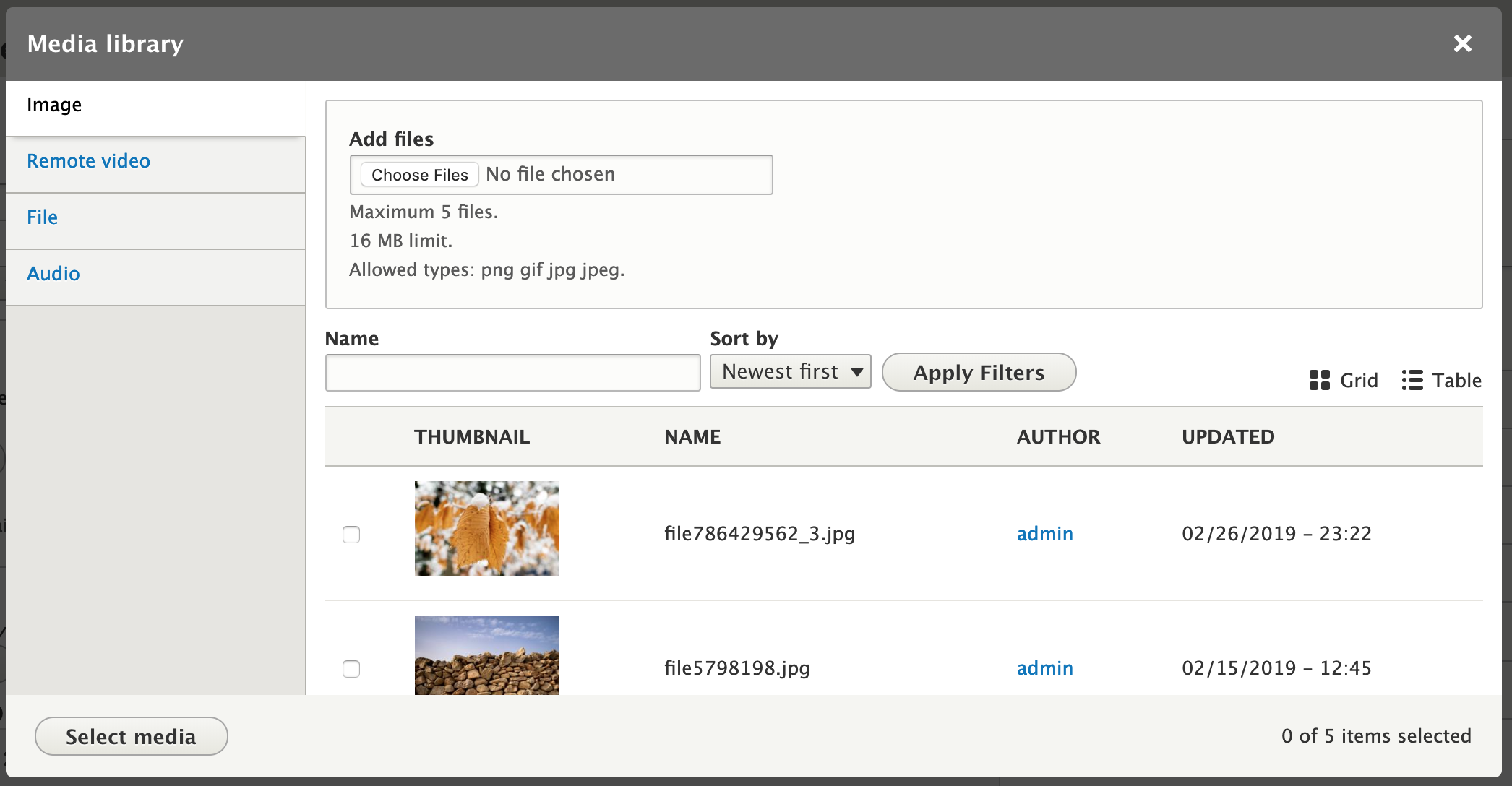 Unify the grid/table views of the media library [#2981044] | Drupal.org