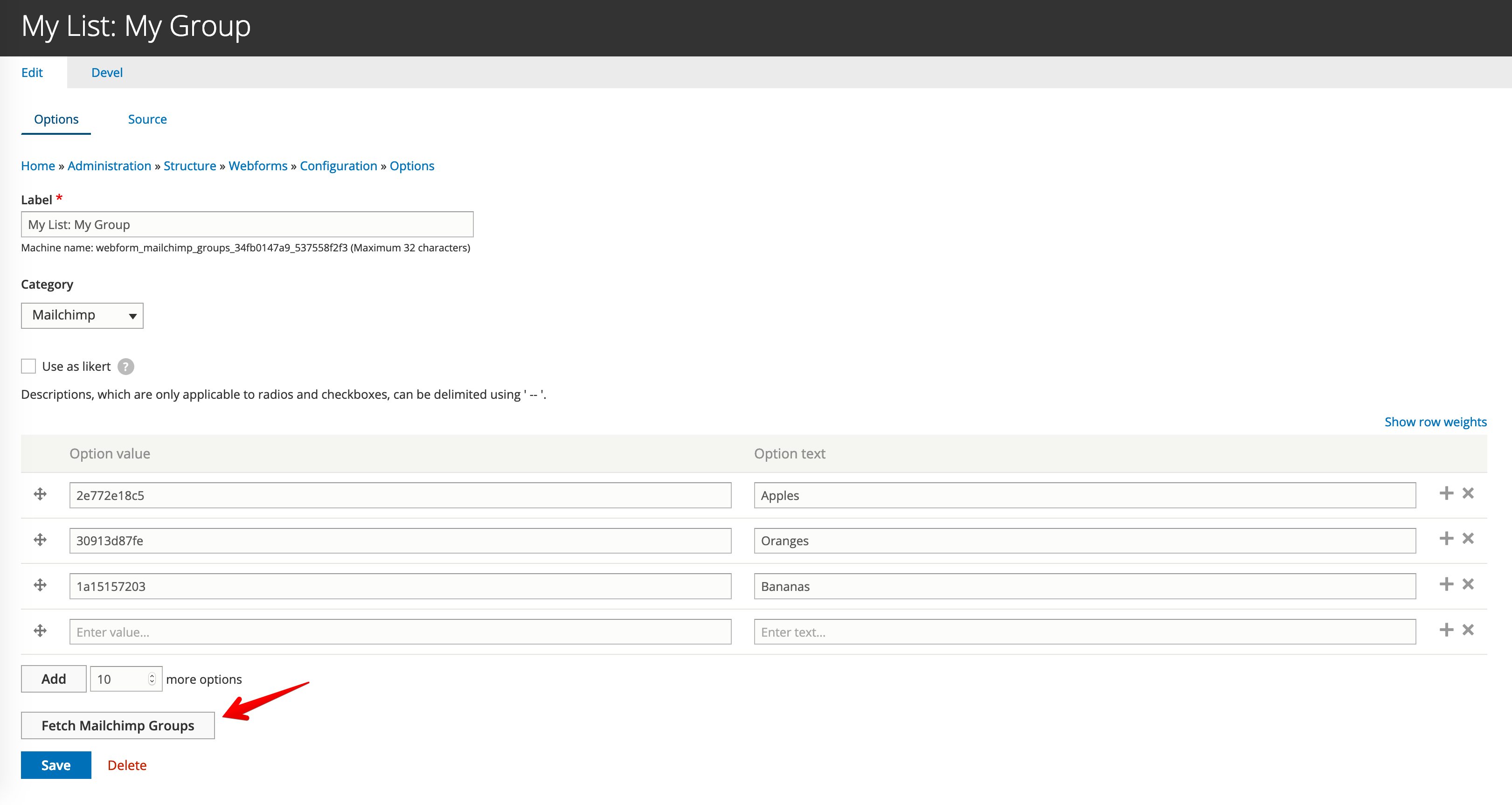 Provide user selectable interest groups as Webform predefined options [#3036323] | Drupal.org