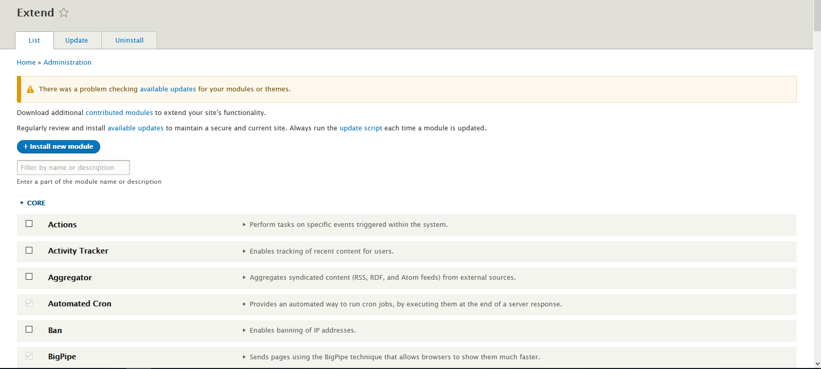 Horizontal scrollbar on /admin/modules [#3033734] | Drupal.org