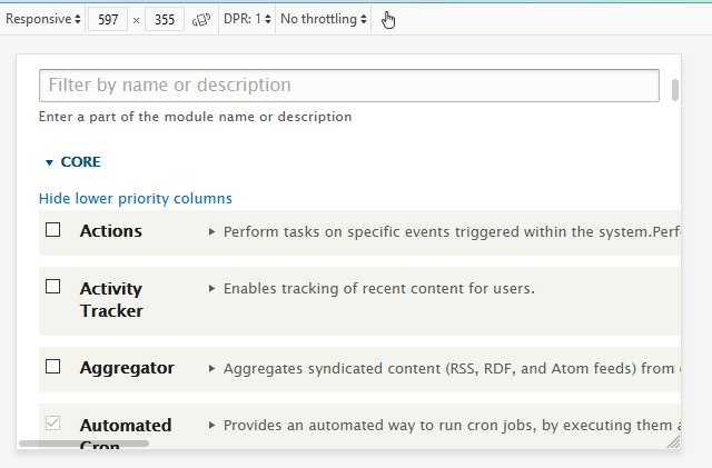 Horizontal scrollbar on /admin/modules [#3033734] | Drupal.org