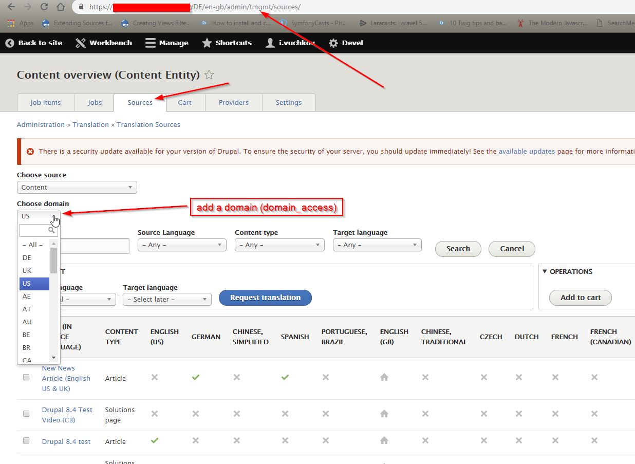 Extend TMGMT Sources View Filter with Domain Access [#3046135] | Drupal.org
