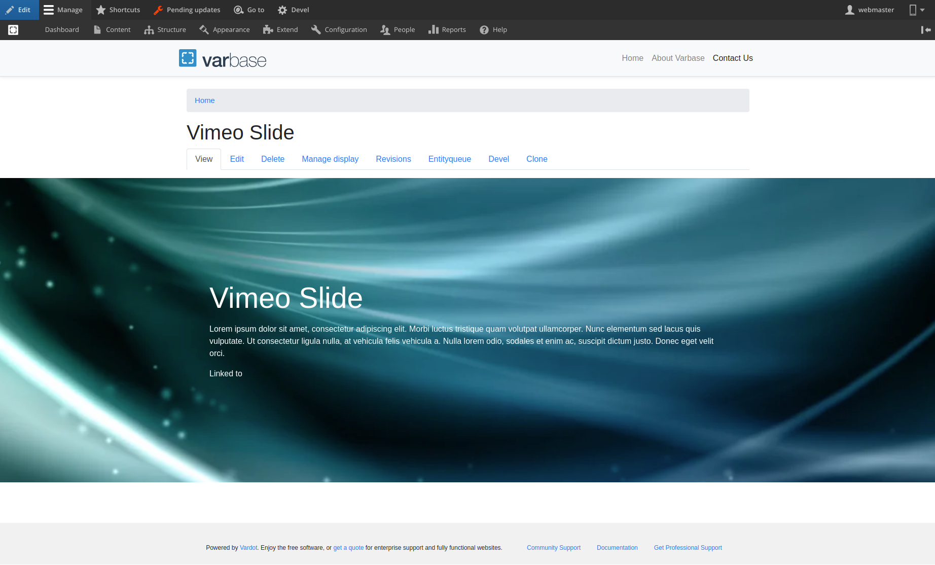 Style the one slide view and Full content hero slider page to look like ...