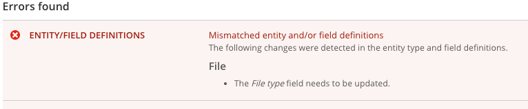 Mismatched entity and/or field definitions for File 'type' field after updating to Drupal 8.4 ...