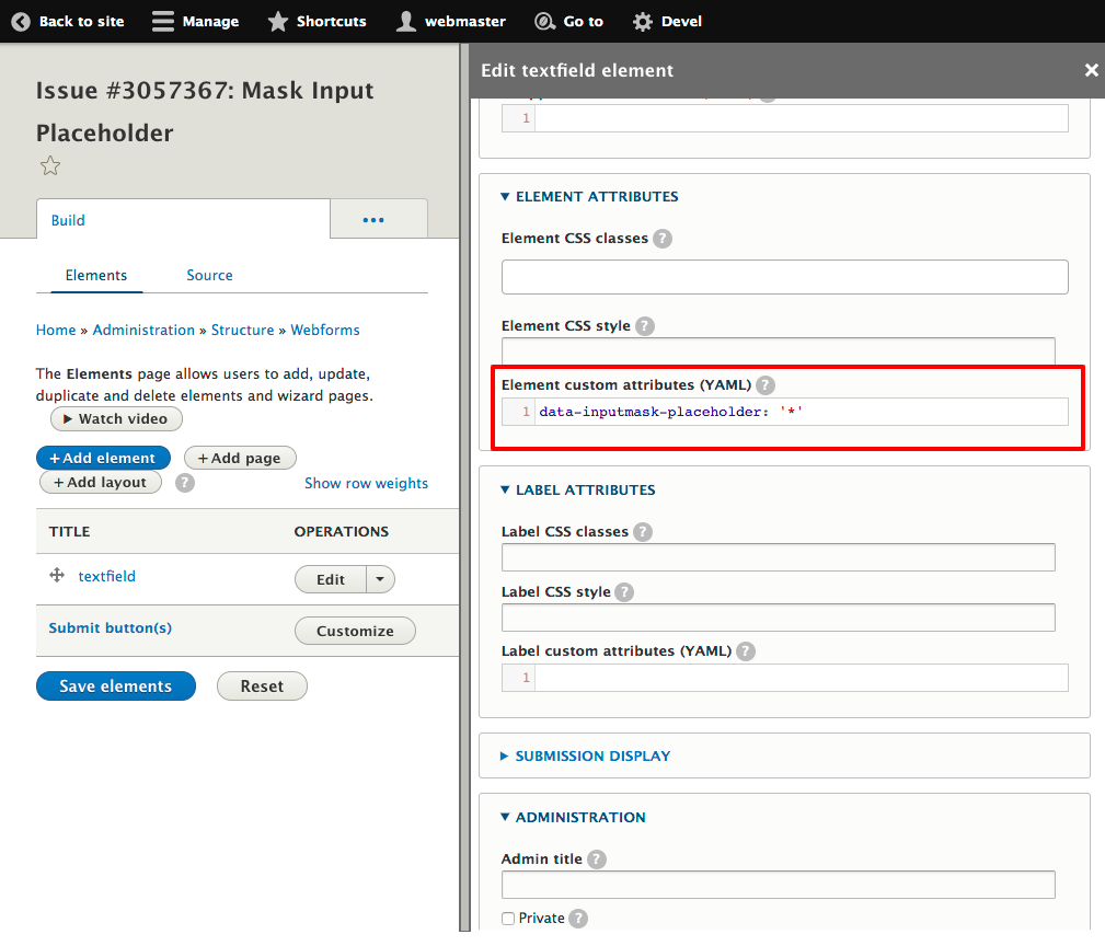 Mask Input Placeholder [#3057367] | Drupal.org