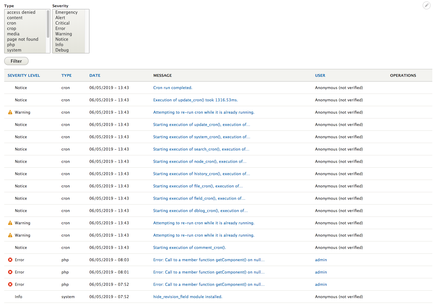 Severity column on admin/reports/dblog is not accessible [#3059168] | Drupal.org