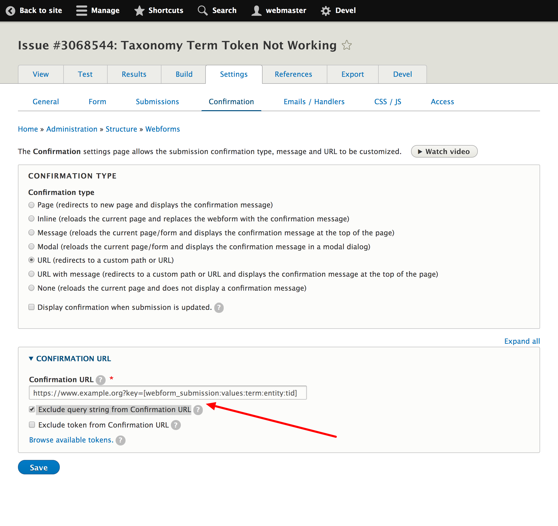 Taxonomy Term Token Not Working [#3068544] | Drupal.org