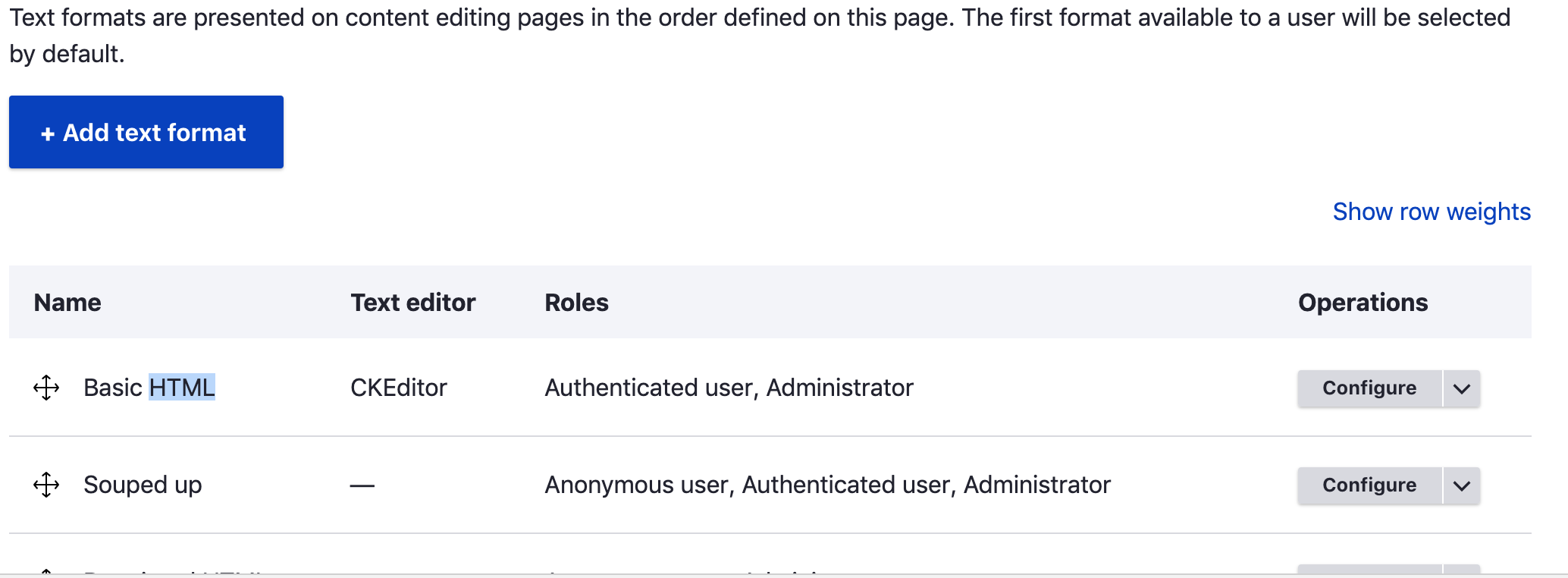 Excess space on tables with action links and "show row weights" toggle. Does not match design ...