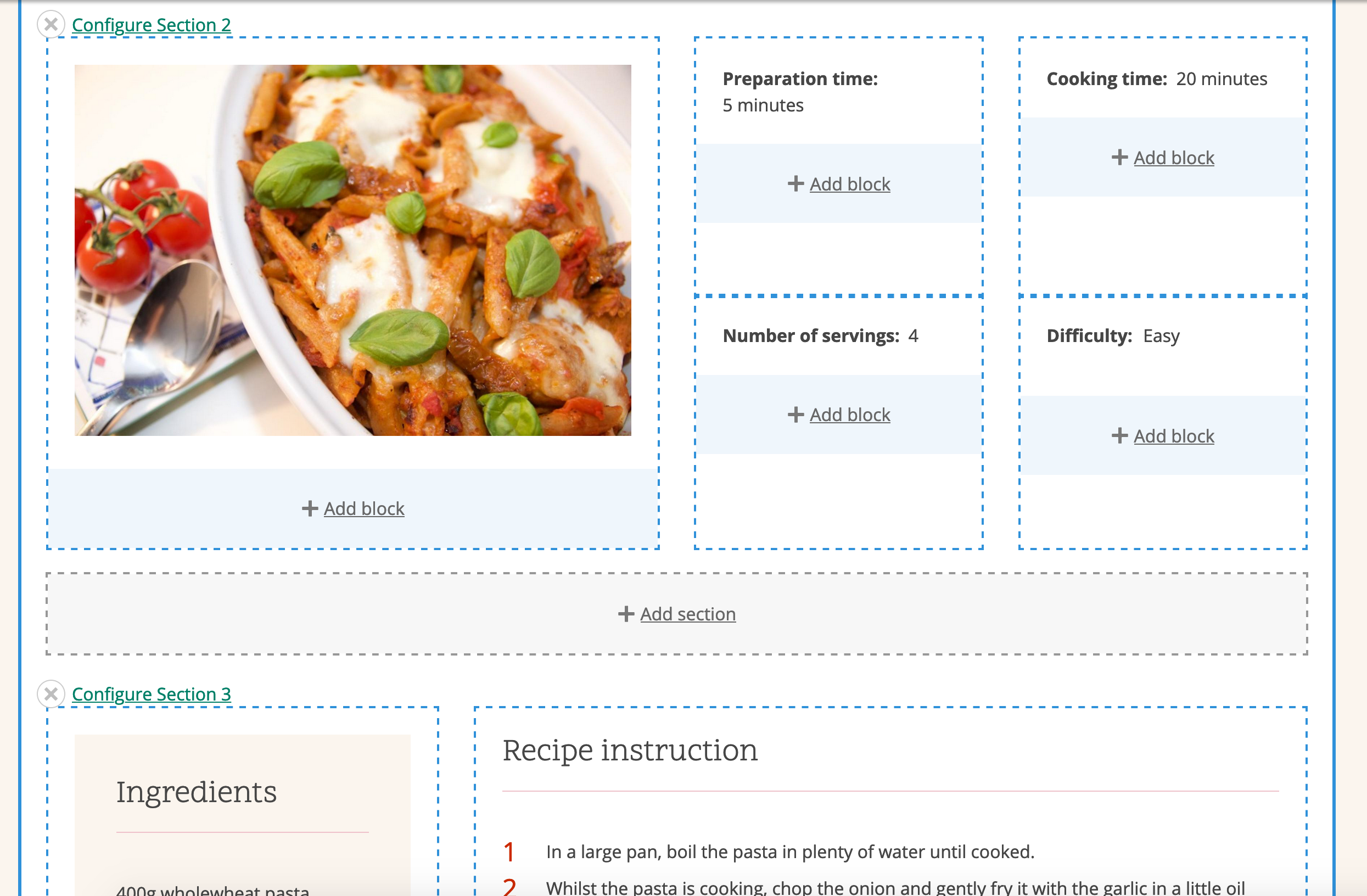 Configure Umami to use Layout Builder to deliver original recipe ...