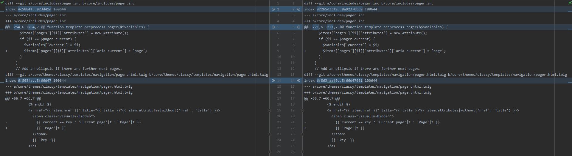 Use aria-current=page in pagination links. [#2952488] | Drupal.org