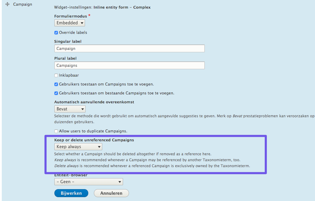 Widget settings to control removing & deleting existing references [#2875716] | Drupal.org
