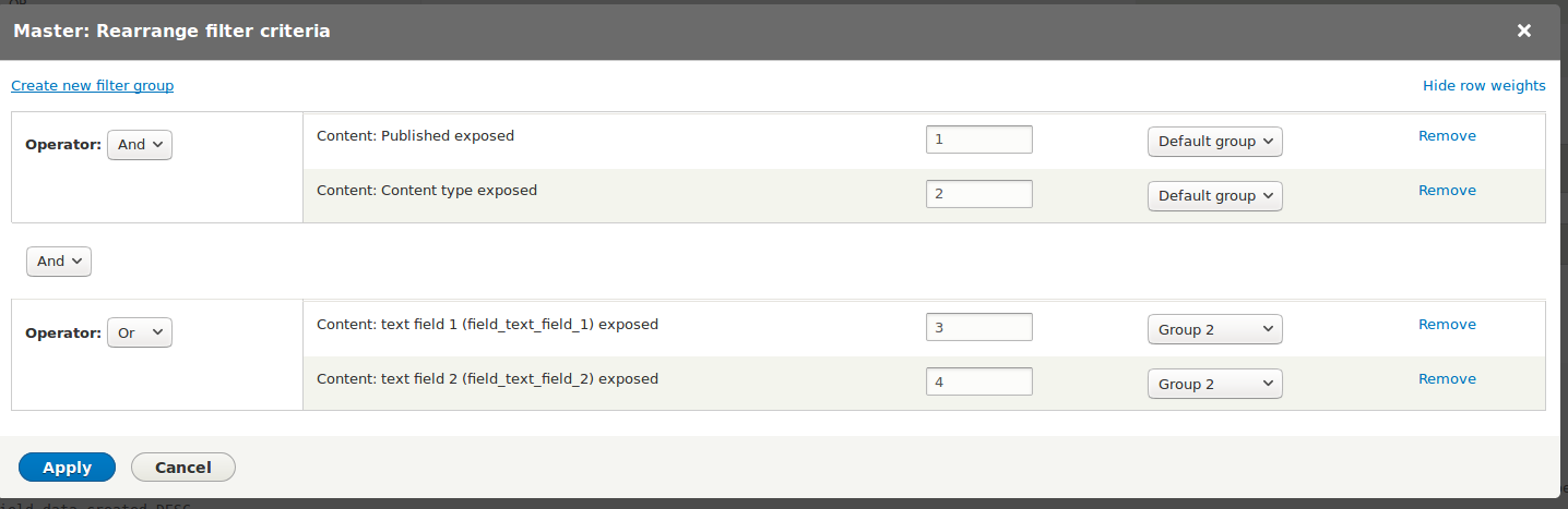 How do I expose AND/OR filter group in exposed filter search? [#3093081] | Drupal.org