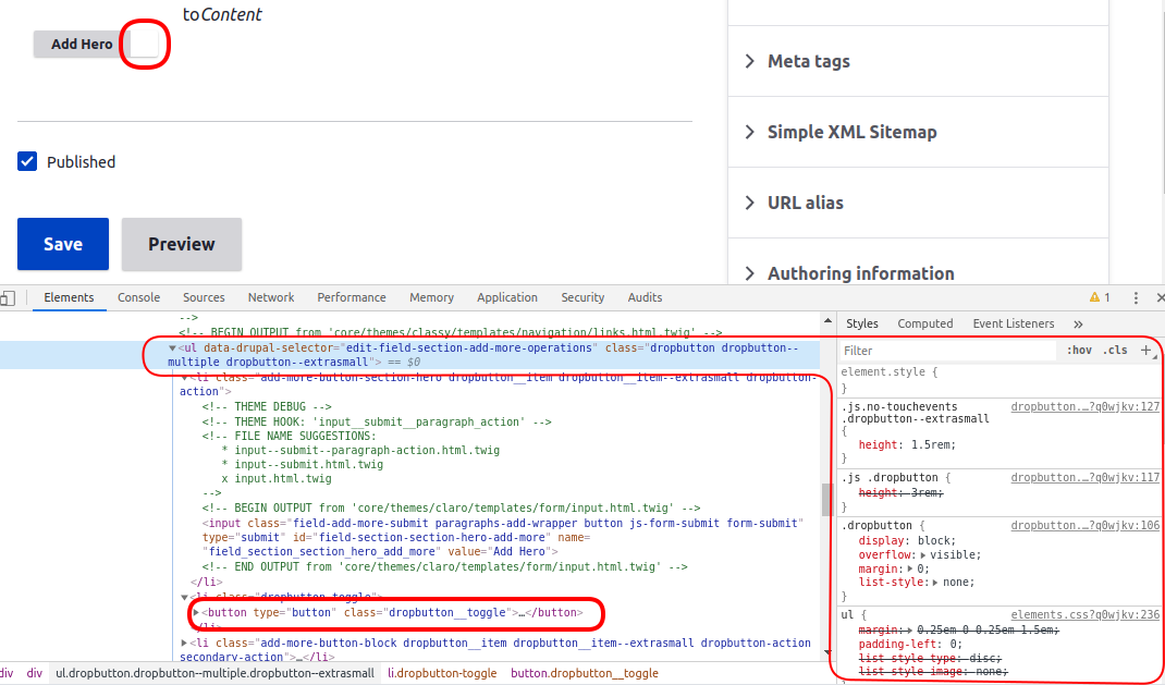 Dropbutton wrong position [#3094134] | Drupal.org