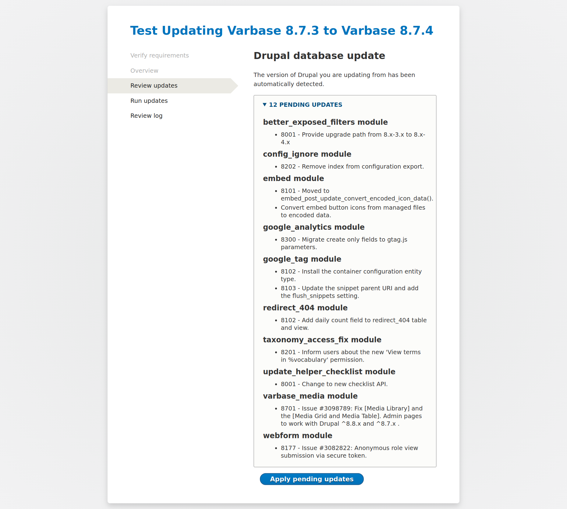 Varbase 8.7.4: Update [CHANGELOG.md, README.md, drupal-org.make] files and filter the code for ...