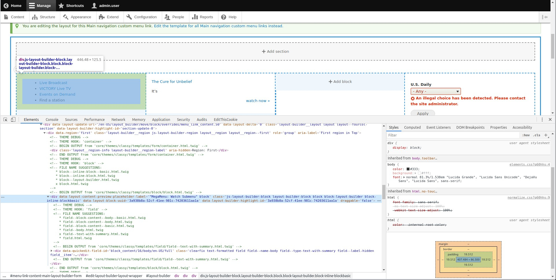 Missing contextual menu for layout blocks [#3114937] | Drupal.org