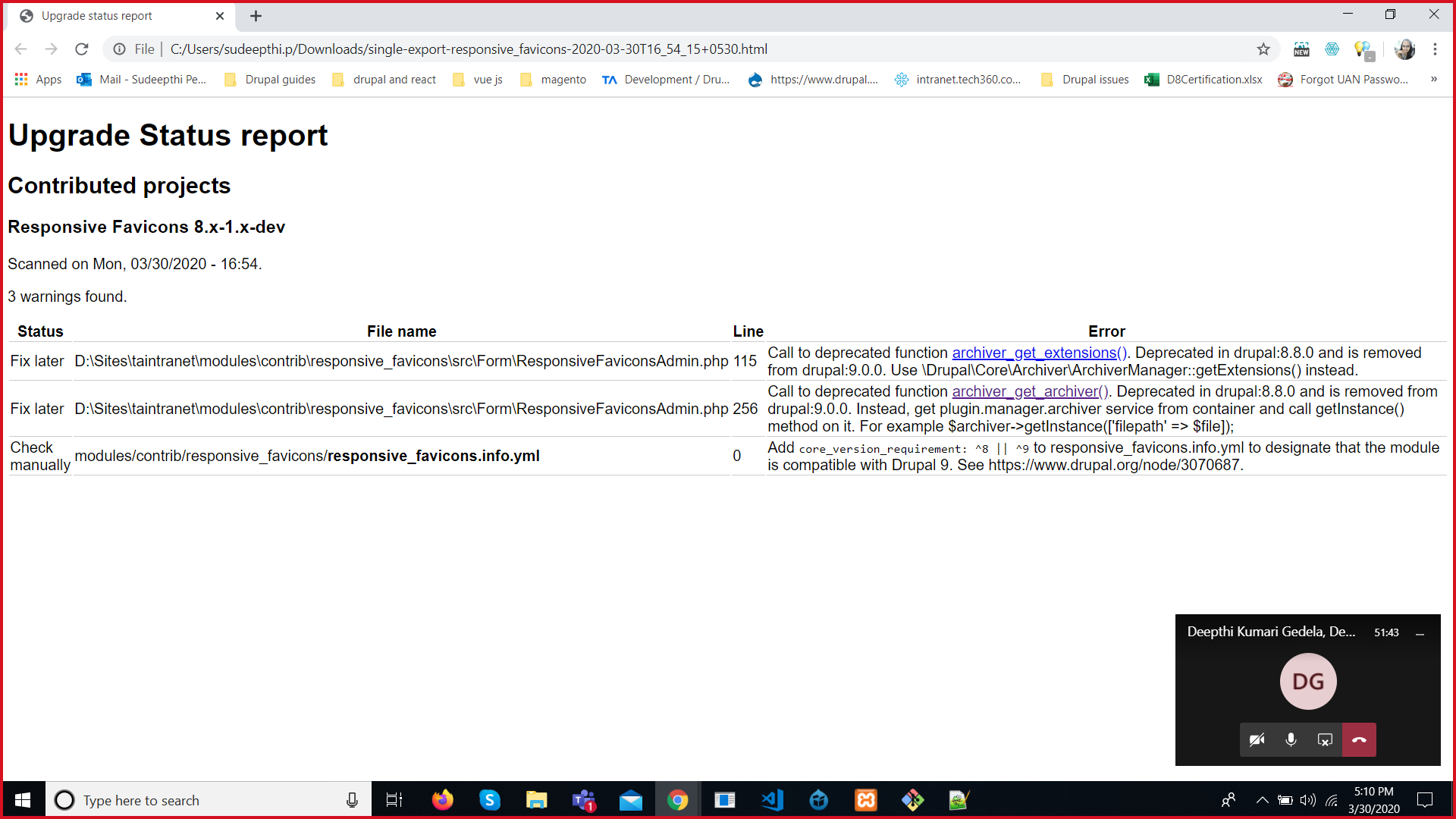 D9 deprecation report [#3094678] | Drupal.org