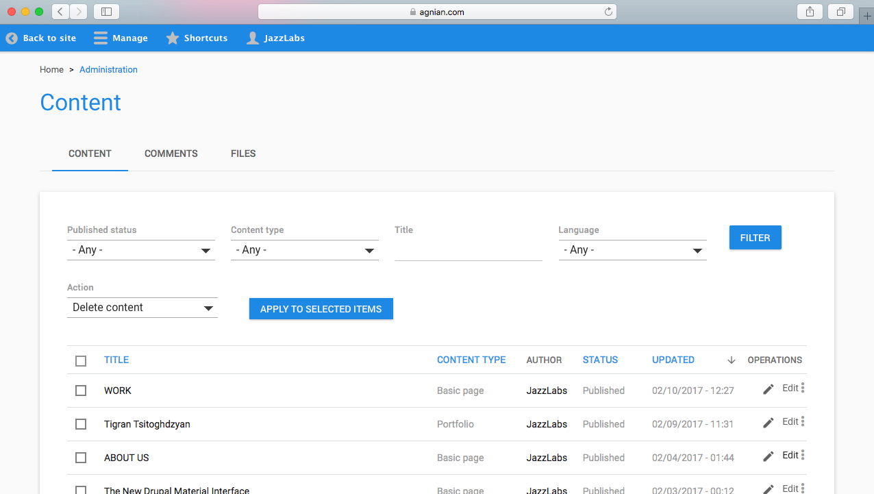 [D8] Agnian Material Admin [#3128728] | Drupal.org