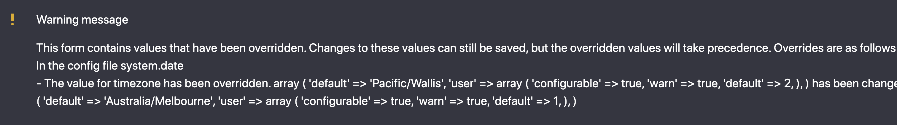 There is no indication on configuration forms if there are overridden values [#2408549] | Drupal.org